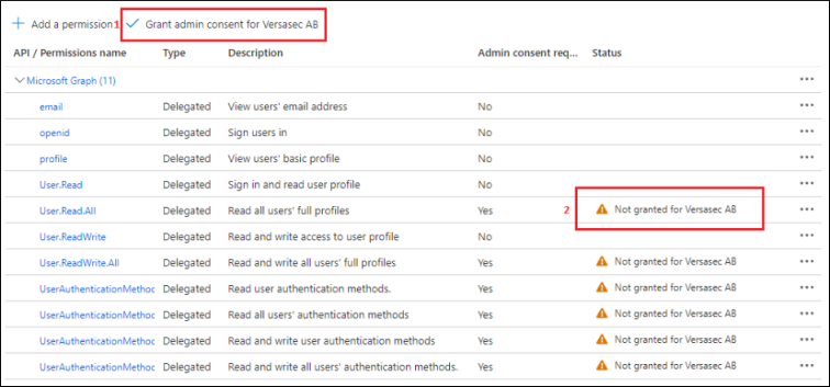 Entra ID App Configuration – Versasec