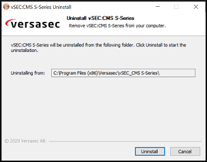 Uninstall vSEC:CMS – Versasec