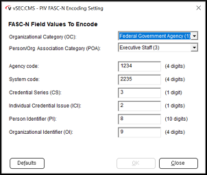 PIV Settings – Versasec