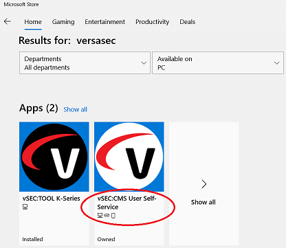 Download vSEC:CMS USS Using Microsoft Store – Versasec